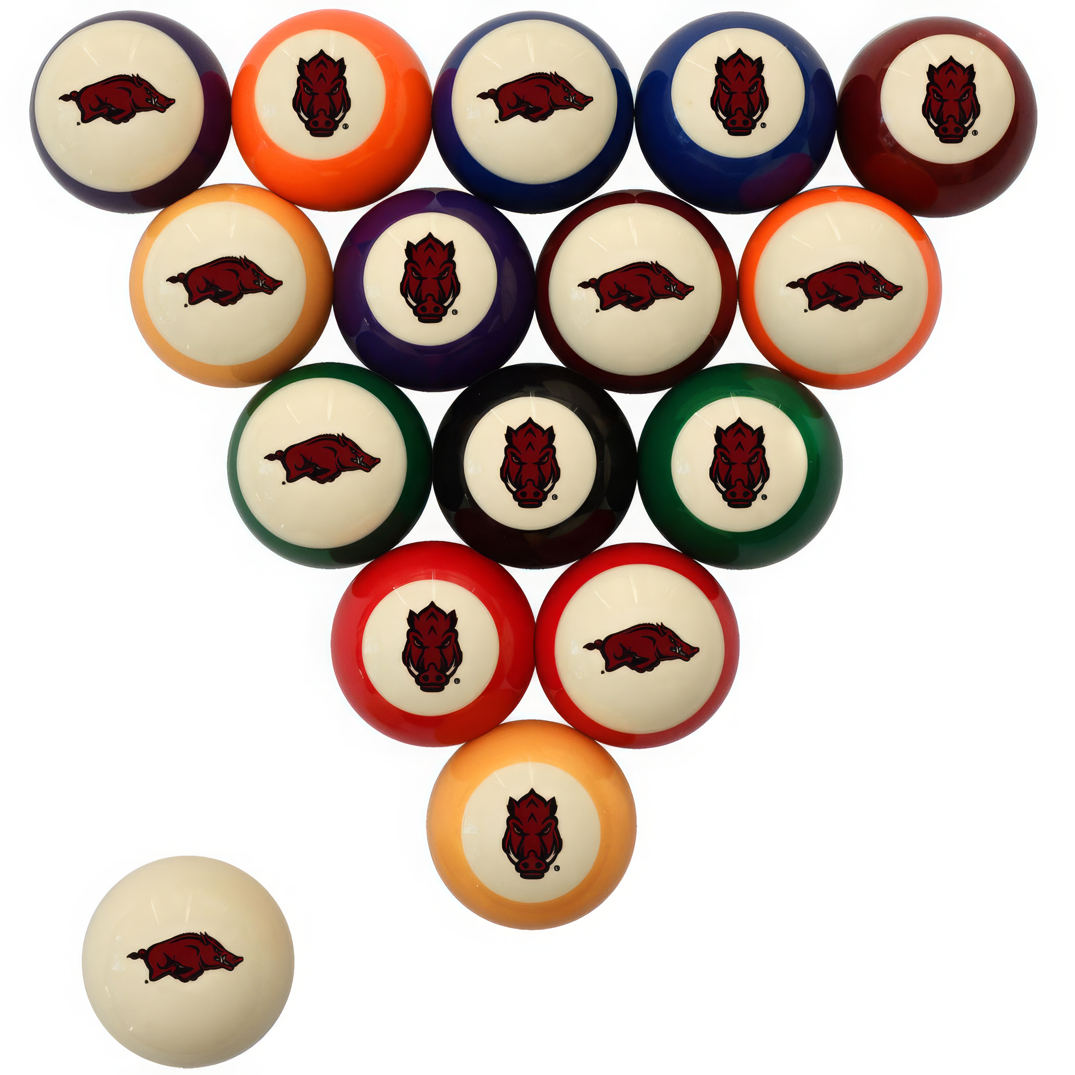 Arkansas Razorbacks Pool Ball Set