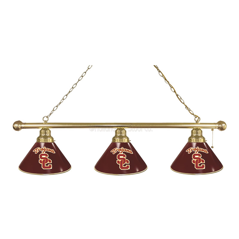 USC Trojans 3 Shade Brass Billiard Light