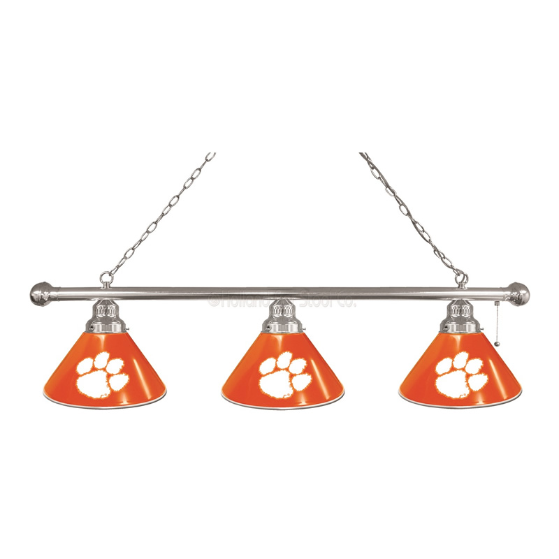 Clemson Tigers 3 Shade Chrome Billiard Light