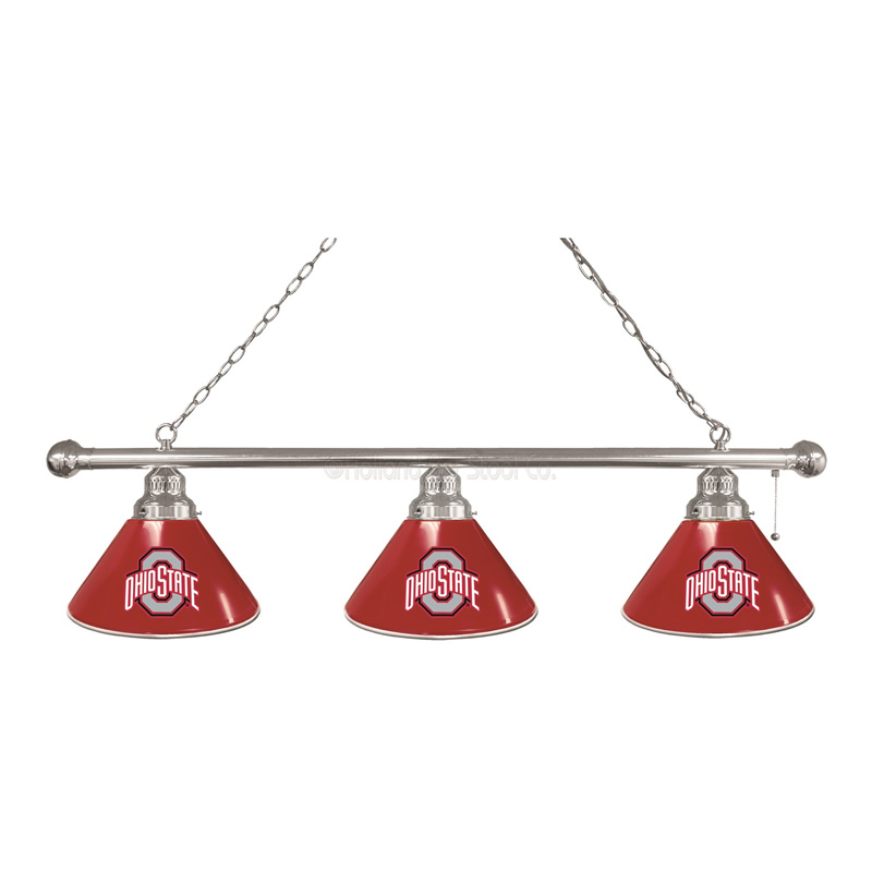 Ohio State Buckeyes 3 Shade Chrome Billiard Light