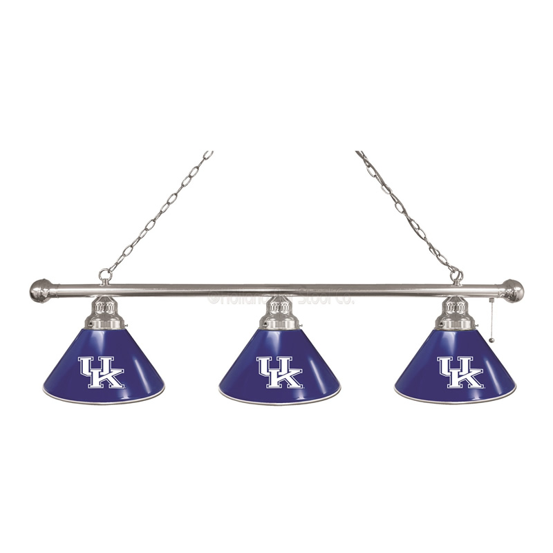 Kentucky Wildcats 3 Shade UK Chrome Billiard Light