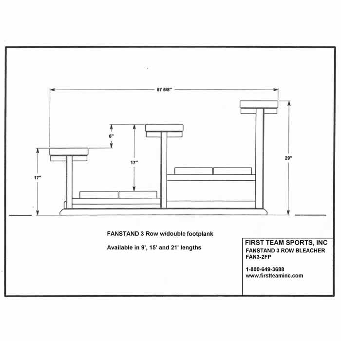 First Team Fanstand Outdoor Bleacher - 3 Row/ 2 Plank