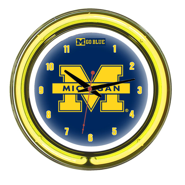 Michigan Wolverines 14 Inch Neon Clock